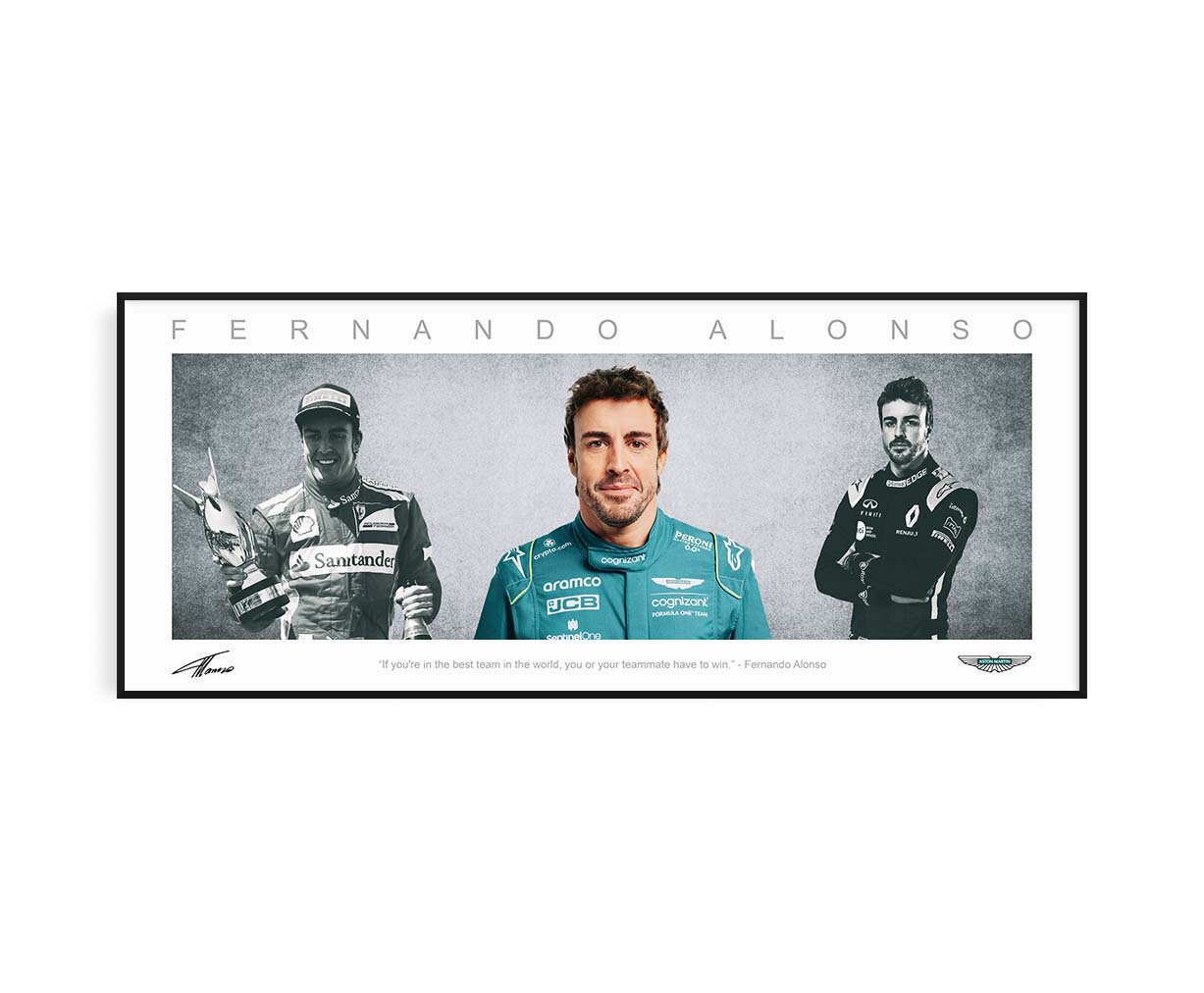Framed Fernando Alonso Panoramic Collage Print