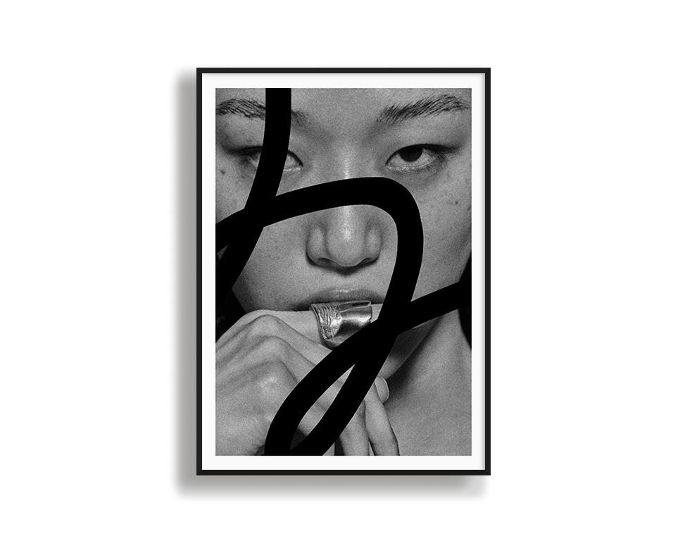 Model Portrait Black Lines - Modern Wall Art Australia