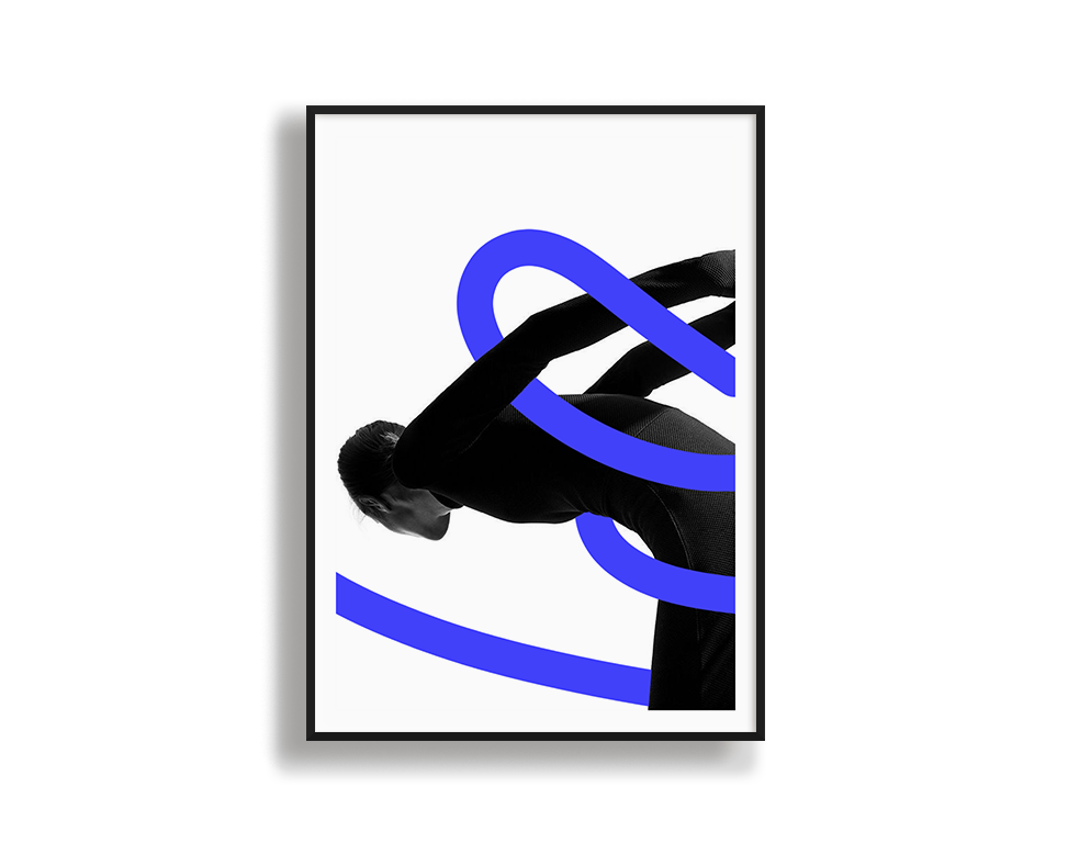 Model Art Portrait Blue Lines - Modern Wall Art Australia