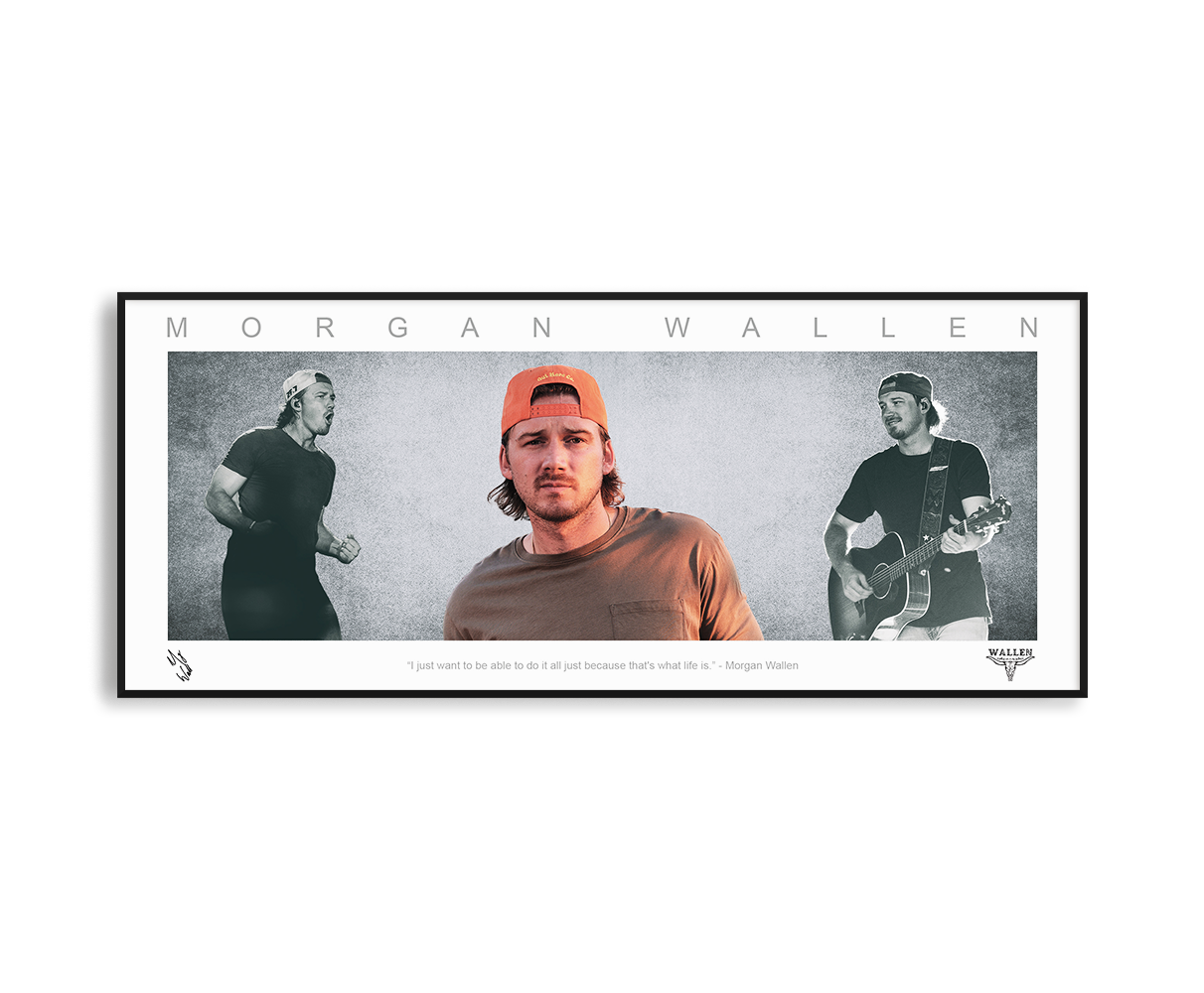 MORGAN WALLEN PANORAMIC COLLAGE PRINT SIGNED FRAMED
