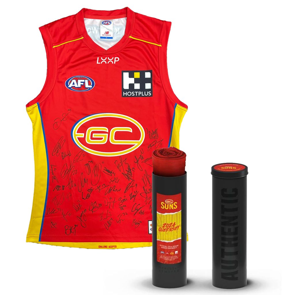 GOLD COAST SUNS 2024 SQUAD SIGNED OFFICIAL GUERNSEY