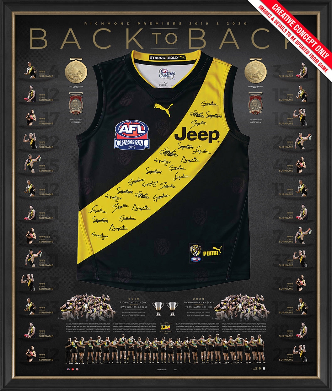Richmond 2019 2020 Back-to-Back Deluxe Signed Premiers Guernsey
